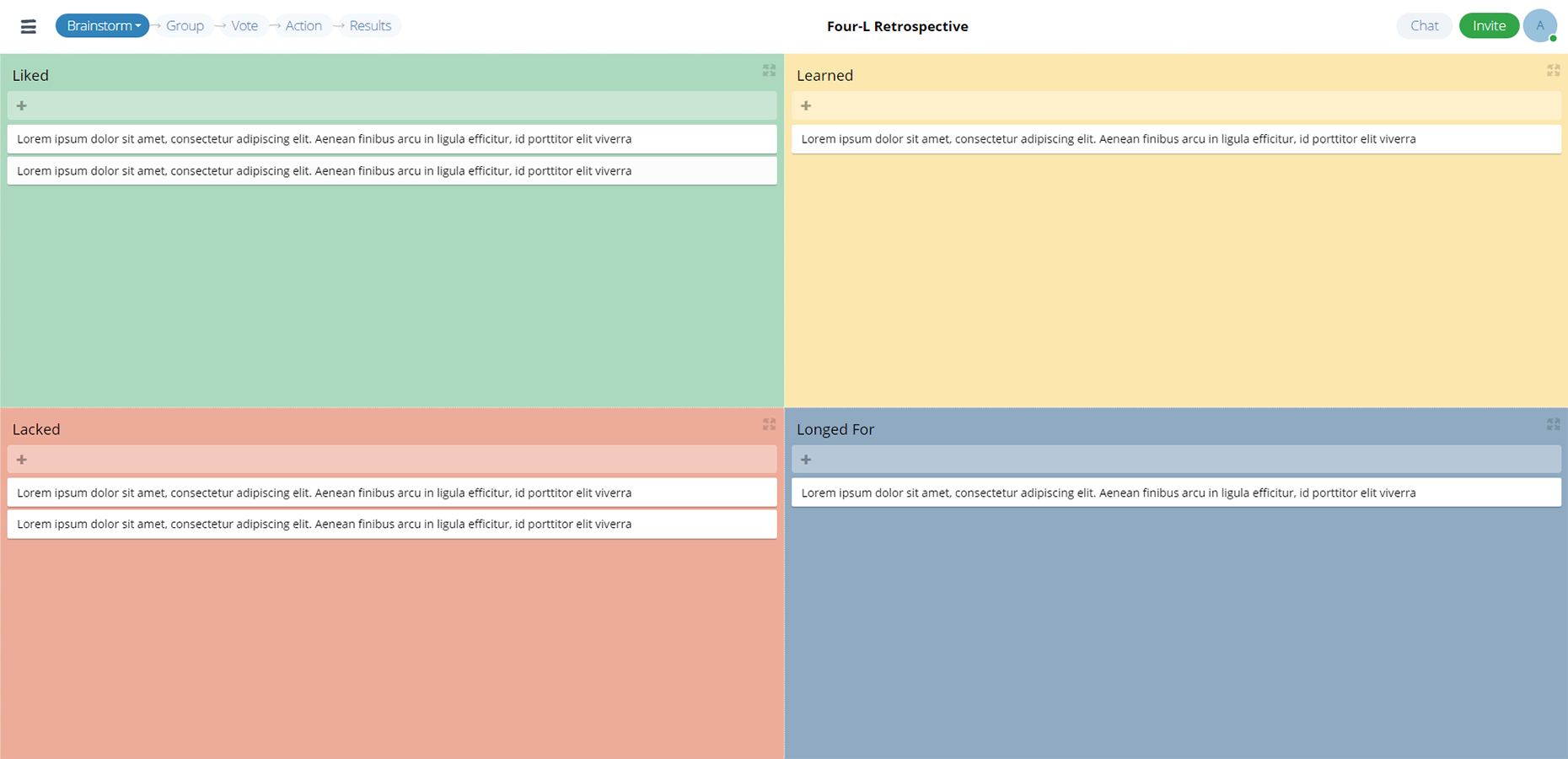 4L Retrospective template – GroupMap – Online Brainstorming and Group ...